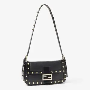 Fendi Baguette® 26424 Black Nappa Leather Bag With Studs